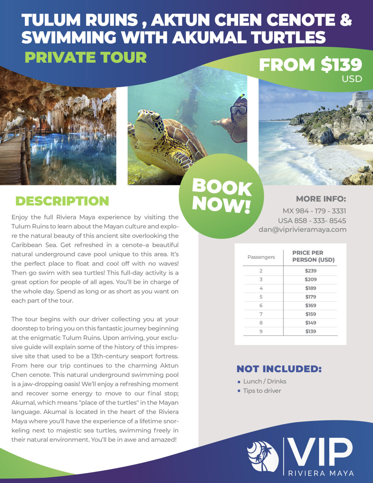 Tulum, Aktun Chen and Akumal Turtles - VIP - Vip Riviera Maya