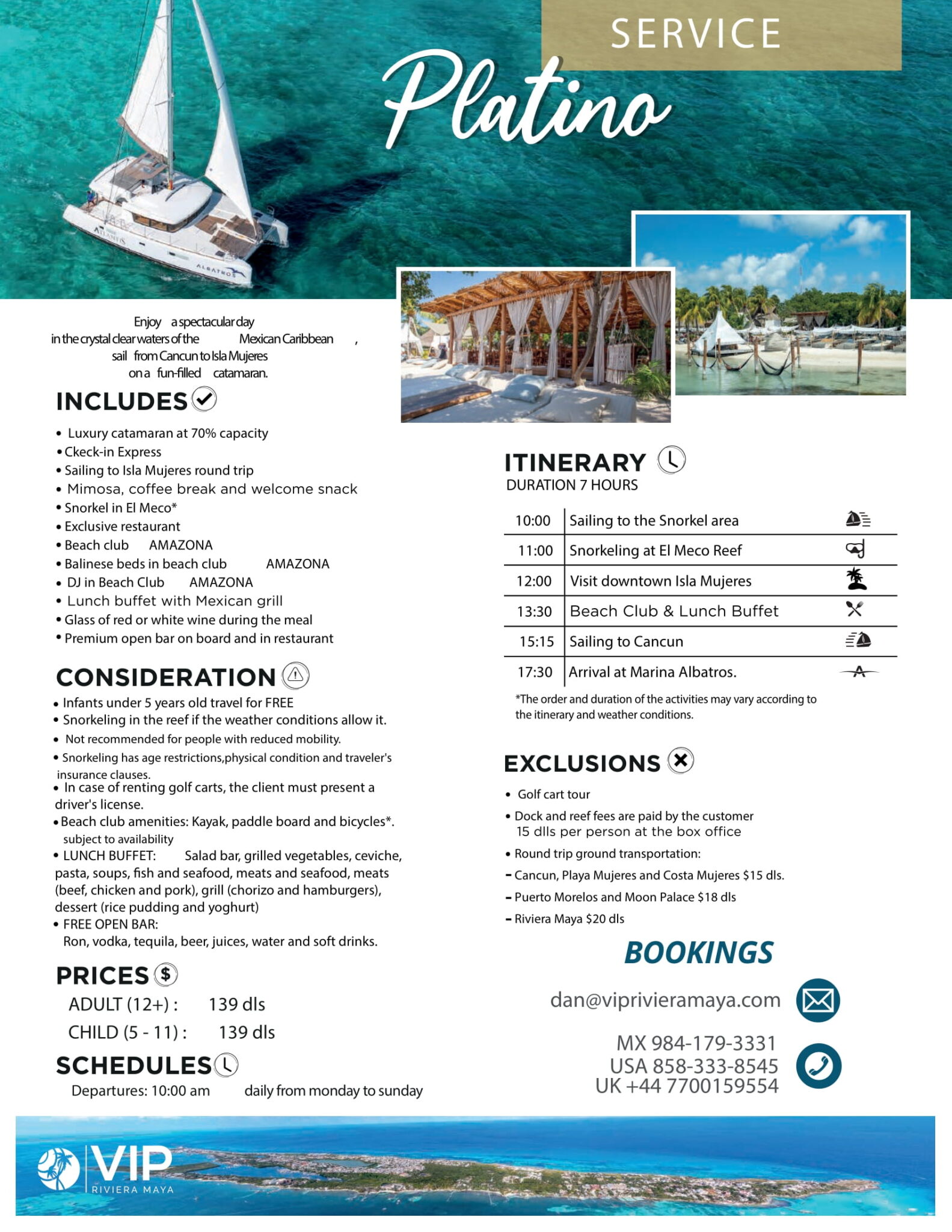 Isla Mujeres Platinum Catamaran Tour - Vip Riviera Maya
